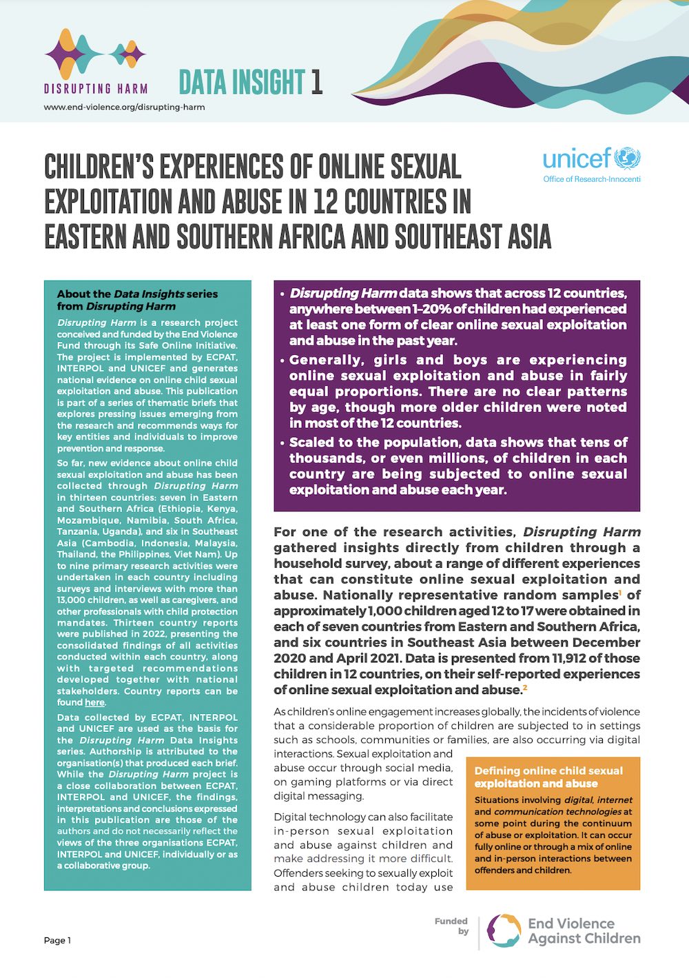 Disrupting Harm – Data Insights – Safe Online